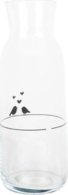 Skleněná karafa s ptáčky a srdíčky Love Birds - Ø 9*25 cm / 1000 ml
