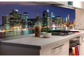 DIMEX | Fototapeta do kuchyně Manhattan KI-180-017 | 180 x 60 cm | modrá, béžová, hnědá