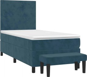Box spring postel s matrací tmavě modrá 100x200 cm samet 3137711