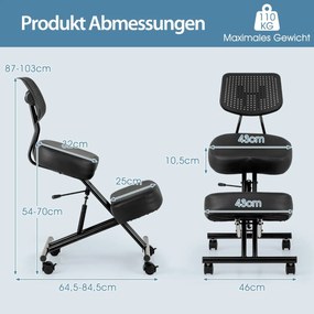 Costway Ergonomické klečící křeslo se šikmým sedákem pro úlevu od bolesti