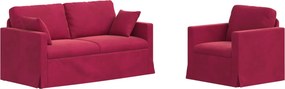 Set pohovek 2 ks Víno Červené samet 3407556