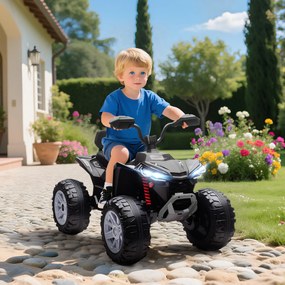 AIYAPLAY Dětský elektro quad, 24V elektrické vozidlo se 4 koly, světlomet, USB port, MP3 funkce, 6,5 km/h, 3-8 let 370-412V90BK