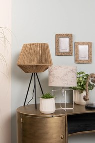 Bílá stolní lampa s béžovým stínidlem a mapou - Ø 22*34 cm E27/max 1*60W