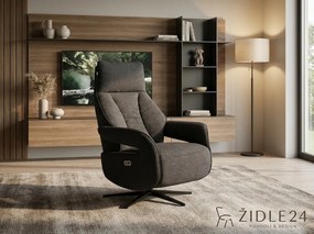 Elektrické polohovací TV křeslo VALIMO - hnědá látka