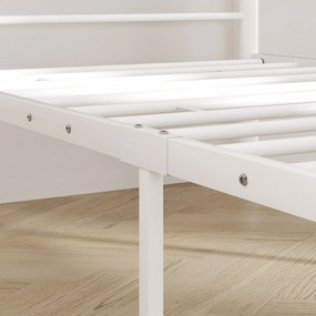 Rám postele HOMCOM pro matraci 200 x 90 cm, 88 cm vysoký jednolůžkový rám z oceli, pro ložnici či pokoj pro hosty, Bílý