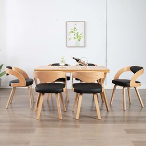 Jídelní židle 6 ks černé ohýbané dřevo a umělá kůže,  278847