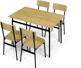 Set jídelní (1+4), MDF dekor divoký dub, černý kov (110 x 70) cm hnědá