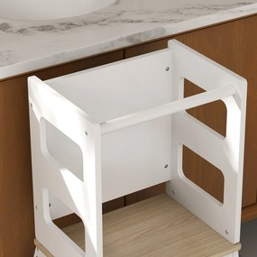AIYAPLAY Dětská vyhlídková věž, Dětská učící věž, Trapézová konstrukce, 2-v-1 design s tabulí, bezpečnostní tyč, pro děti 3-6 let, bílá | Aosom