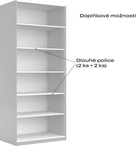 Skříň 2dv bez zrcadel, série N šedý lesk Megy