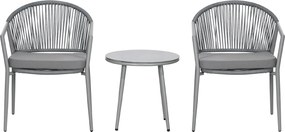 Outsunny 3dílná ratanová bistro souprava, sedací skupina, zahradní nábytek se 2 zahradními židlemi, konferenční stolek, balkonový nábytek pro zahradu,