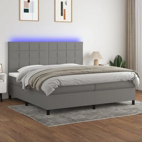 Box spring postel s matrací a LED tmavě šedá 200x200 cm textil 3134902