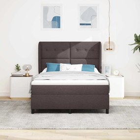 Postel s boxspringem s čelo Tmavě hnědá 140 x 190 cm textil 3340560