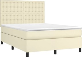 Box spring postel s matrací krémová 140x190 cm umělá kůže 3142841