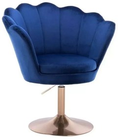LuxuryForm DESIGN Otočné křeslo FREY VELUR na zlatém talíři - modré