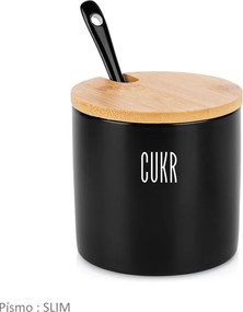 VILDE Keramická cukřenka s bambusovým víčkem a lžičkou, černá 250ml