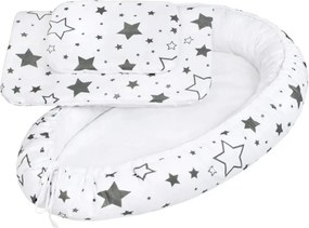 Luxusní hnízdečko s peřinkami pro miminko New Baby hvězdy šedé