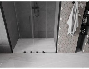 Mexen Velar L Duo, posuvné sprchové dveře do otvoru 140 cm, 8mm čiré sklo, černá matná, 871-140-003-02-70