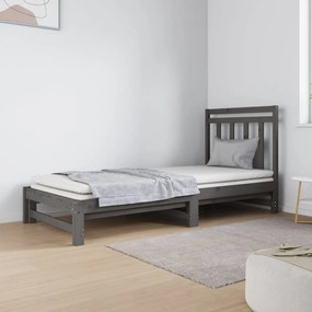 Výsuvná postel šedá 2x (90 x 190) cm masivní borovice,  3124759