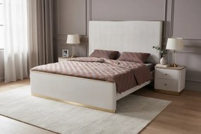 Noční stolek Stilig ST891 55 cm ekokůže béžovošedý/zlatý