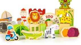 Dřevěné kostky ZOO Ecotoys 120 kusů