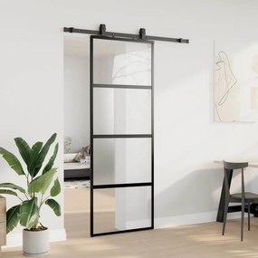Posuvné dveře se sadou kování černé 76x205 cm Tvrzené sklo 3375917