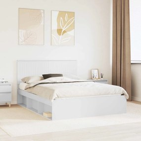 Rám postele s čelo Bílá 150 x 200 cm Masivní borové dřevo 3410992