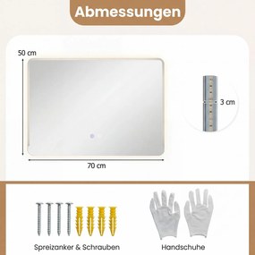 Costway Koupelnové zrcadlo LED se stmívatelným osvětleným kosmetickým zrcátkem