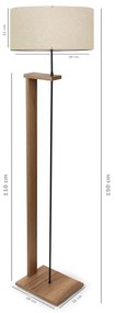 Stojanová lampa Avanasta 3 (světlobéžová + dřevo)