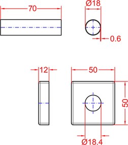 Sapho Set krycích rozet hranatých broušený nerez CP812