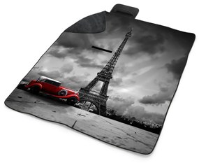 Sablio Plážová deka Eiffelova věž a červené auto: 200x140 cm