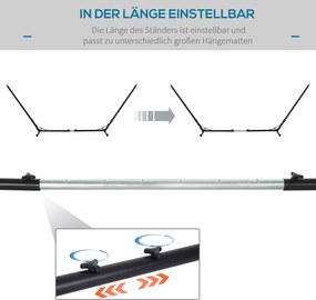 Outsunny rám houpací sítě nastavitelný stojan na houpací síť pro zahradu a pláž kov do 120 kg 308-380x108x120cm | Aosom.de
