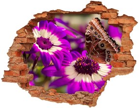 Wallmuralia Samolepící díra na stěnu Motýl na květině 90x70 cm