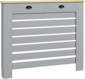 HOMCOM kryt radiátoru s lamelami z MDF, mřížkový kryt se 2 zásuvkami, 111x19x95,5 cm, šedý