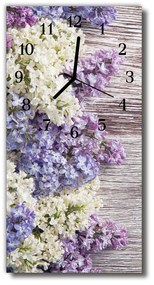 Skleněné hodiny vertikální Lilac květiny pestré