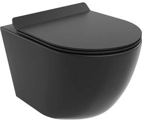 Mexen Lena mísa WC bezokrajová s pomalu sklopnou deskou slim, duroplast, černá mat - 30220185