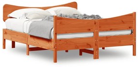 Rám postele s čelem voskově hnědý 140 x 190 cm masivní borovice