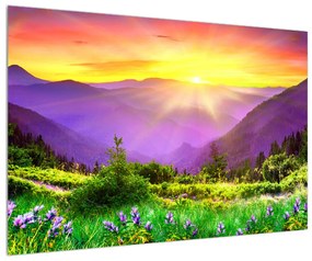 Obraz horské krajiny s východem slunce (90x60 cm)