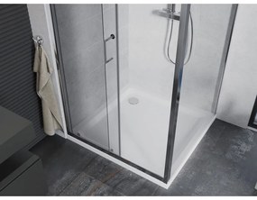 Mexen Apia posuvný sprchový kout 90 x 90 cm, 5mm sklo, chromový profil-čiré sklo + slim sprchová vanička 5cm, 840-090-090-01-00-4010