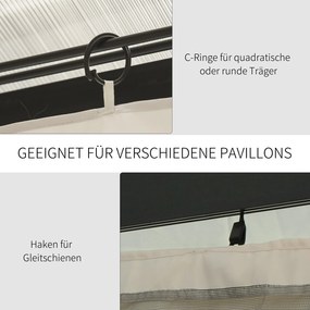 Outsunny altán 4 boční panely pro 3x4 m zahradní altán party stan polyester béžová 352 x 205 cm | Aosom