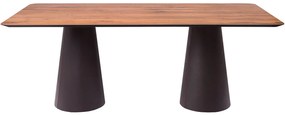 OnaDnes -20% Hnědý dubový jídelní stůl Marco Barotti 180 x 90 cm s koženou podnoží
