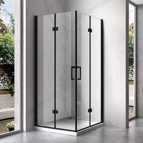 BPS-koupelny Čtvercový sprchový kout HYD-SK08B 80x80 černý/transparent + vanička HYD-OSV-ST02A černá