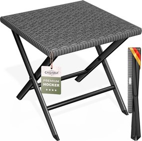 Umělý ratan Skládací stolička antracitová 3in1 120kg nosnost 43x40x44cm skládací lehké přenosný venkovní odolné vůči počasí