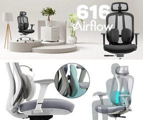 Ergonomická síťovaná kancelářská židle MOSH Airflow 616 – černá