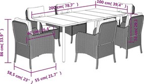 vidaXL 7dílný zahradní jídelní set s poduškami béžový polyratan [3211974]