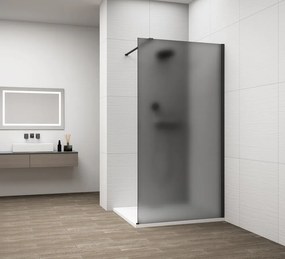 Polysan Esca Black Matt jednodílná sprchová zástěna 100 x 210 cm k instalaci ke stěně černá kouřové matné sklo ES1410-02