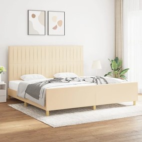 Rám postele bez matrace krémový 200 x 200 cm textil 3125248
