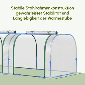 Fóliový skleník Outsunny, skleník, skleník s dveřmi, chladicí rám, skleník pro rostliny, školka pro rostliny, ocel, průhledný, 295 x 100 x 80 cm | Ao…