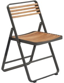 OnaDnes -20% Antracitová zahradní skládací židle No.121 Mindo s bambusovým sedákem