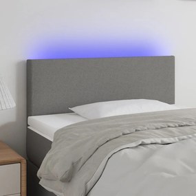 Čelo postele s LED tmavě šedé 90x5x78/88 cm textil 3121315