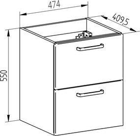 Mereo Mereo, Leny, koupelnová skříňka s keramickým umyvadlem 50 cm, bílá, nové madlo, MER-CN810N
